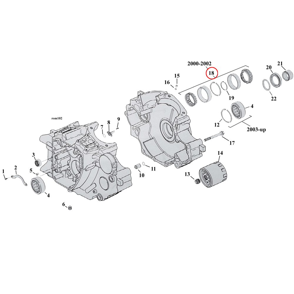 Reservdelar Vevhus Sprängskiss till Harley Twin Cam Softail